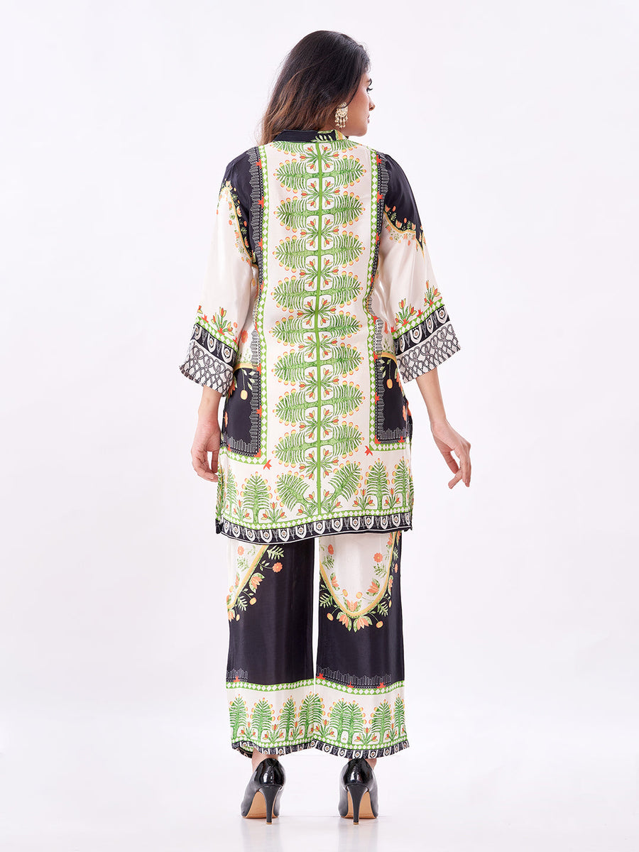 Amchoor Cream Crepe Digital Prints Co-ord Set for Womens